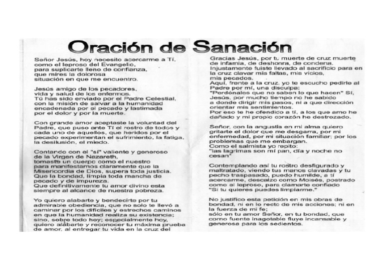 Oracion de Sanacion Espiritual | PDF