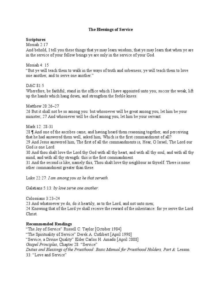 The Blessings of Service v2 | PDF | Ten Commandments | Abrahamic Religions