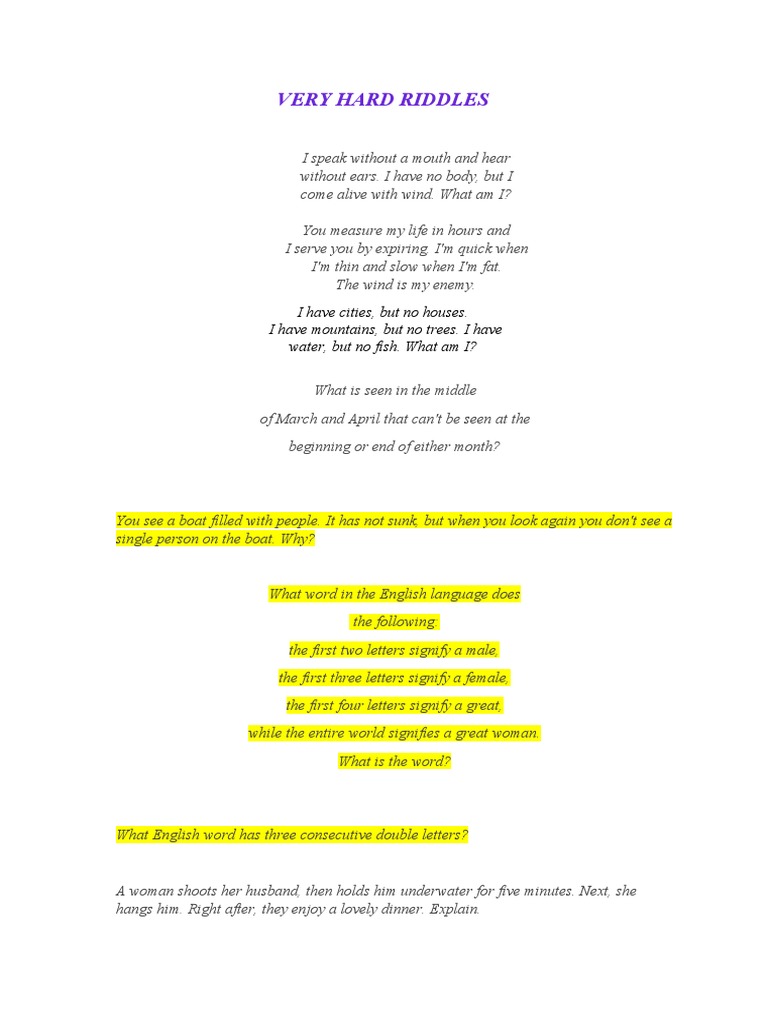 Very Hard Riddles | PDF