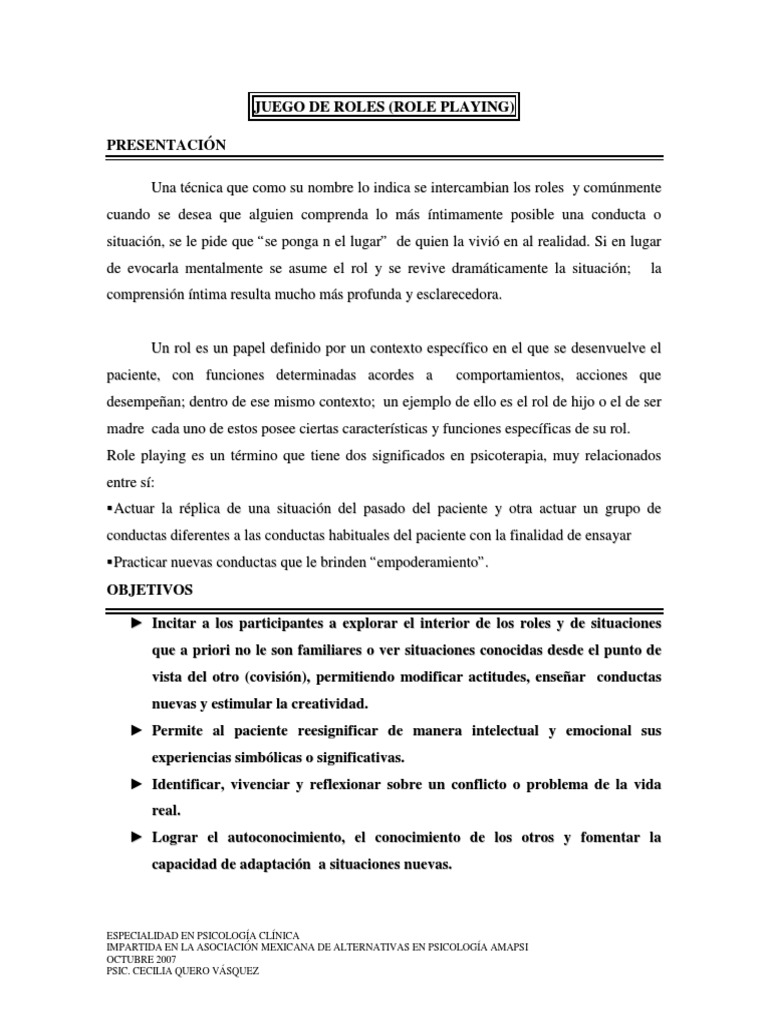 Explorando roles y perspectivas a través del juego de roles | PDF ...