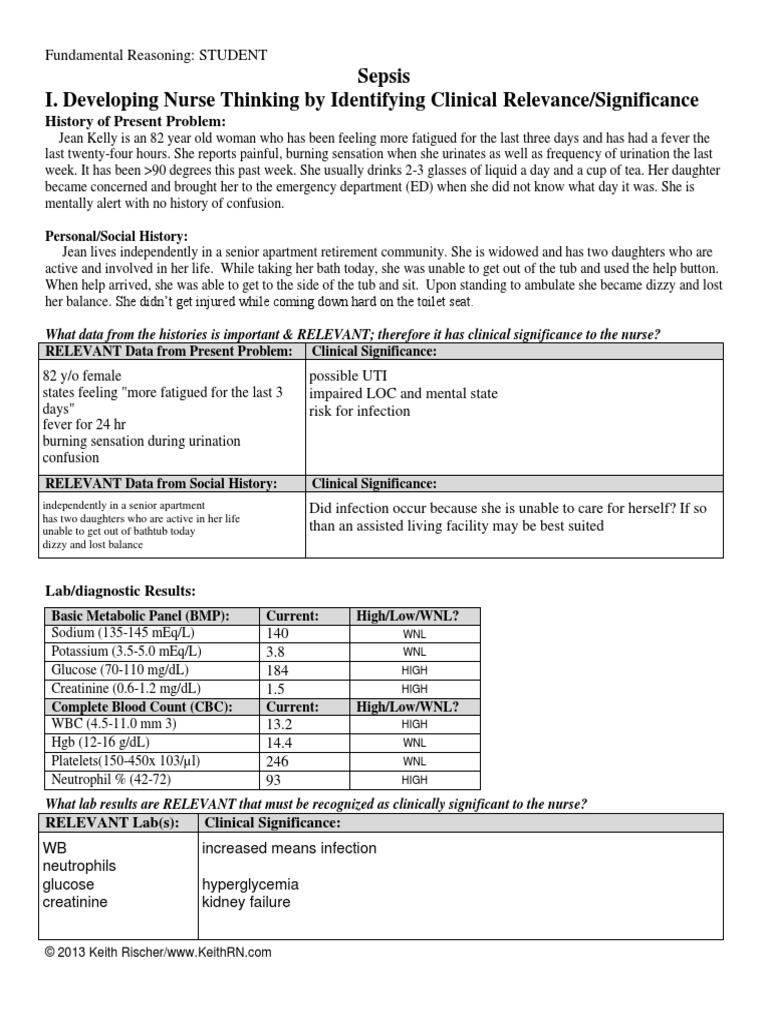 STUDENT-Sepsis - Fundamental - Reasoning Fillable-1 | PDF | Health ...