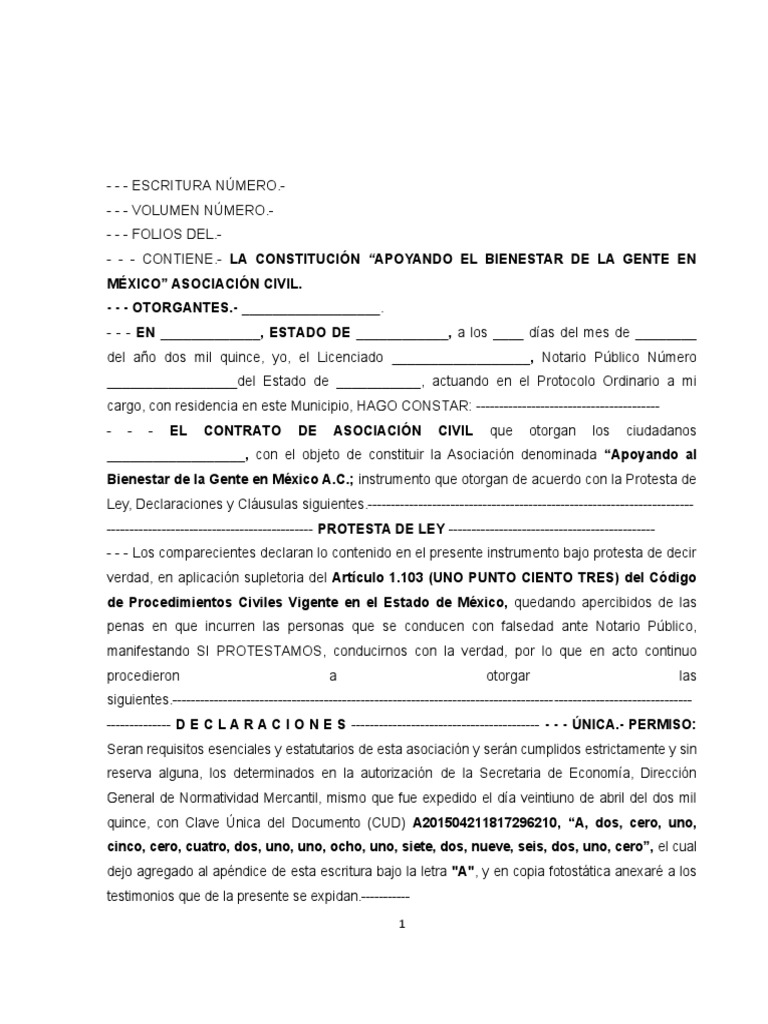 Acta Constitutiva Abgmx Ac. | PDF | México | Derechos