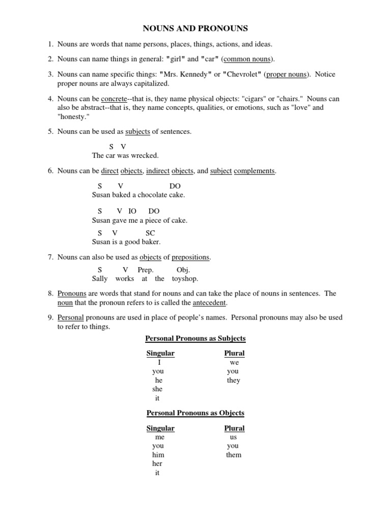 Nouns and Pronouns | PDF | Pronoun | Noun