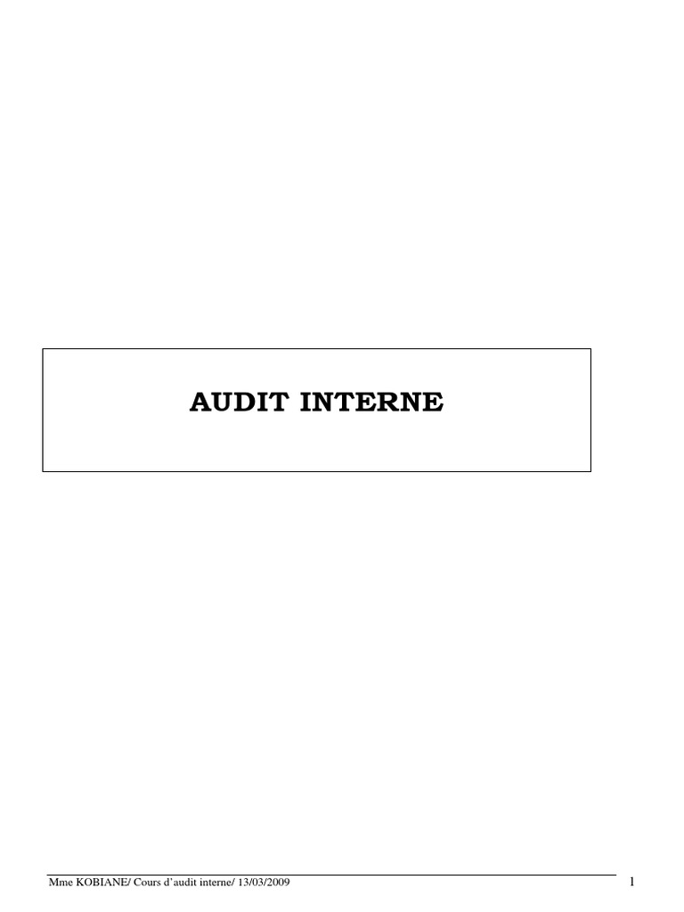 Audit Interne Cours D Audit Interne | PDF | Audit | Contrôle interne