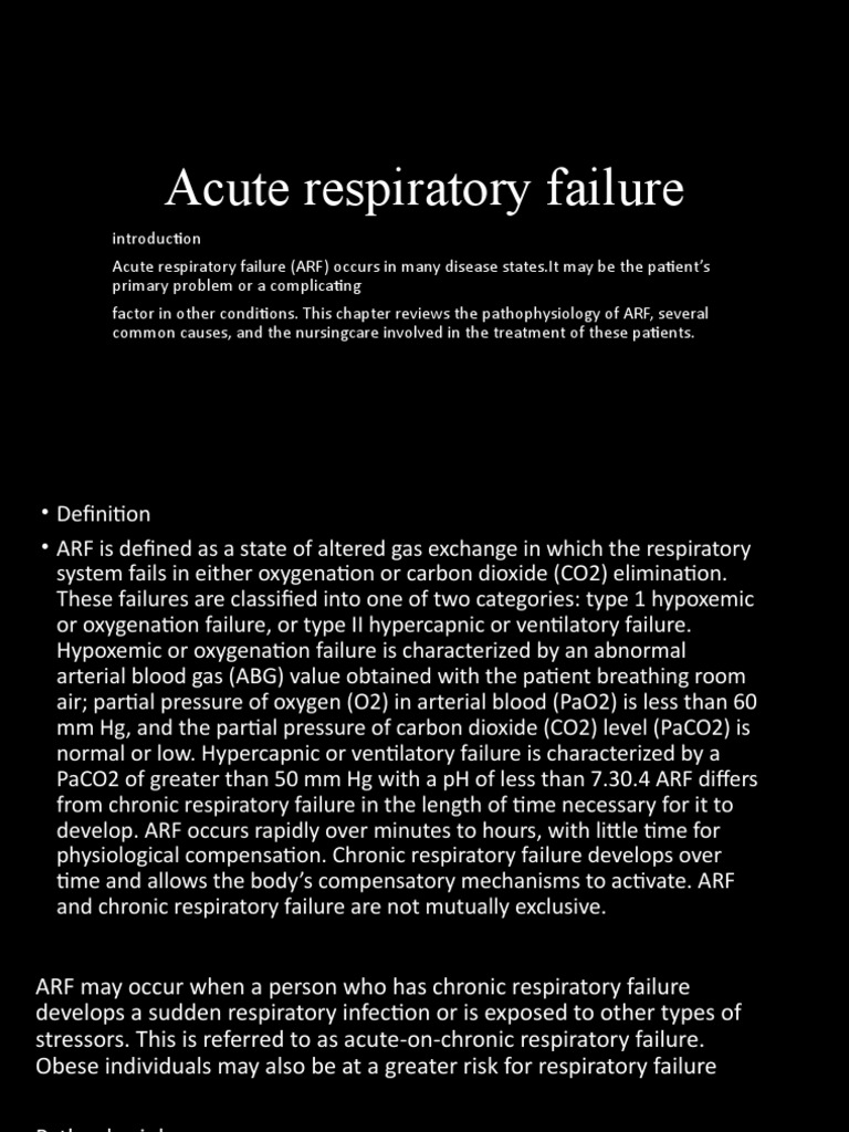 Acute Respiratory Failure | PDF | Hypoxia (Medical) | Breathing