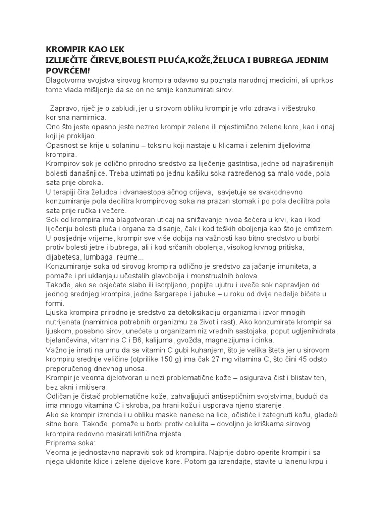 Krompir Kao Lek | PDF