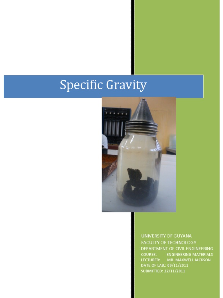 CIV LAB 6_Specific Gravity | PDF | Weight | Porosity