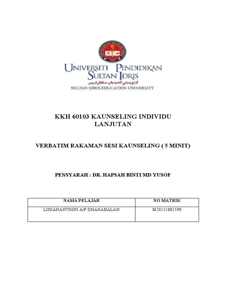 Sesi 1 Kkh 60103 Kaunseling Individu Lanjutan Pdf
