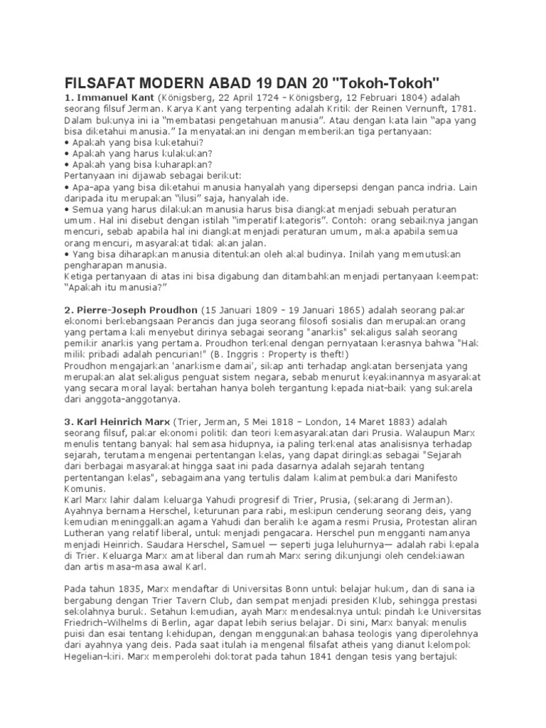 Filsafat Modern Abad 19 Dan 20 | PDF