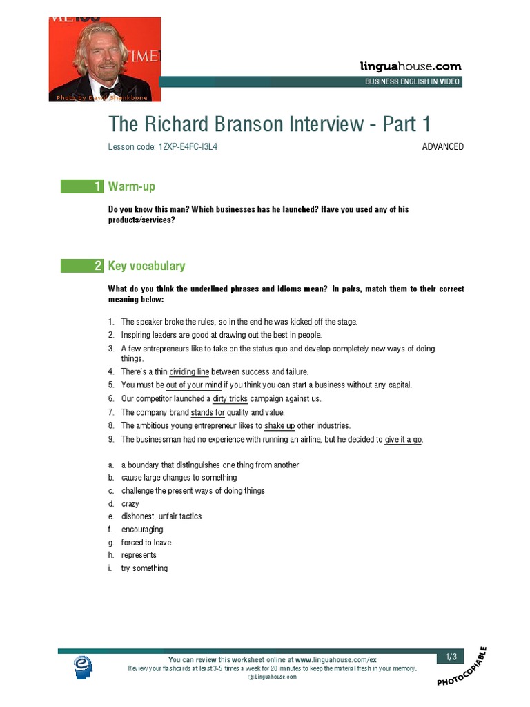 Advanced Business English Lesson | PDF | Cognition