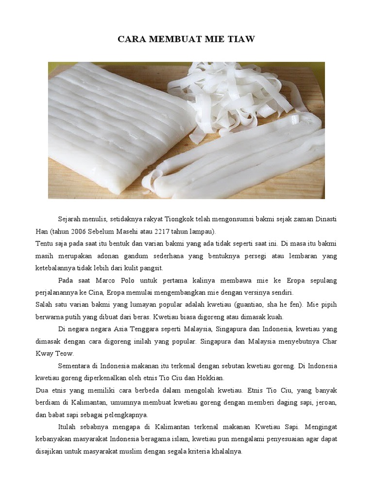 Cara Membuat Mie Tiaw | PDF
