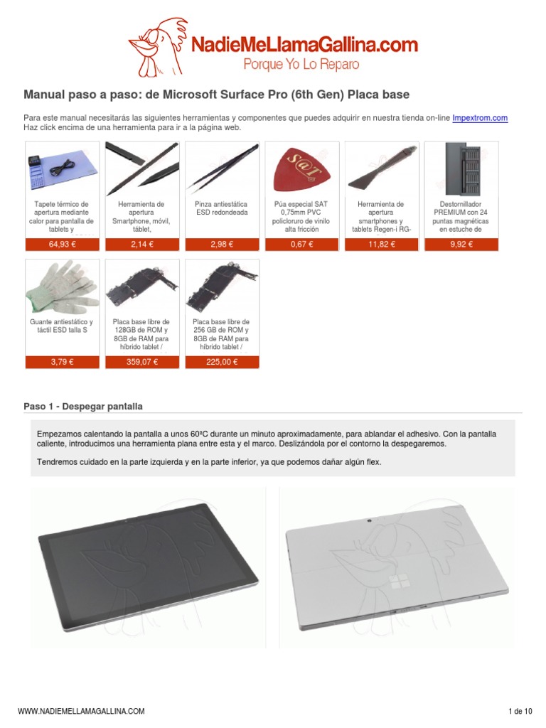 MANUAL Microsoft Surface Pro 6th Gen Placa Base | PDF | Ingeniería ...