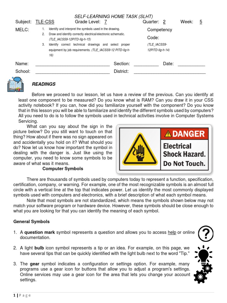 SLHT Grade 7 CSS Week 5 Without Answer Key | Download Free PDF | Icon ...
