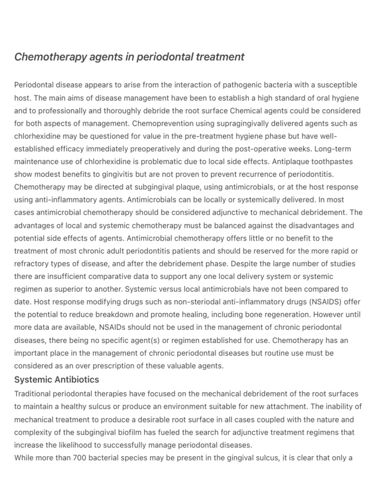 Chemotherapy Agents in Periodontal Treatment 2 | PDF | Periodontology ...
