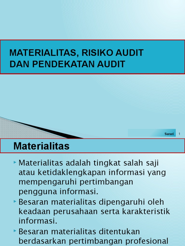 Materialitas Dan Risiko Audit | PDF | Pengelolaan Keuangan & Uang