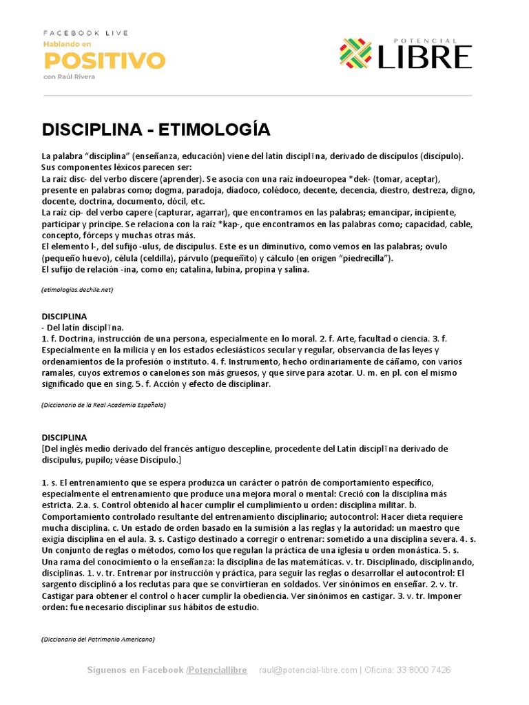 Etimología y Definición de Disciplina | PDF | Disciplinas | Doctrina