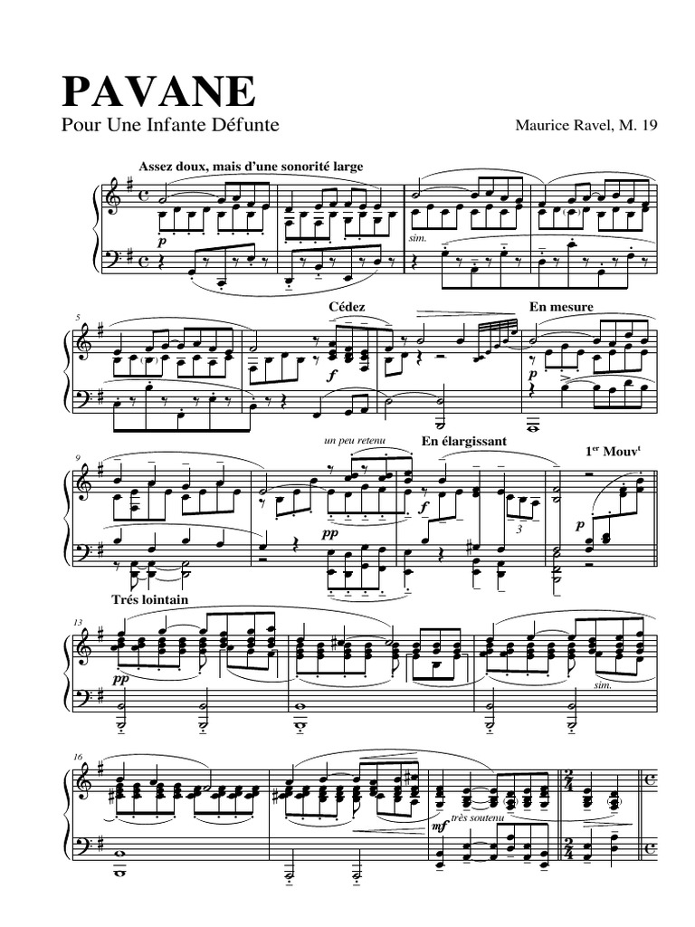Maurice Ravel - Pavane Pour Une Infante Dfunte M. 19 SHEET MUSIC | PDF | Musique classique