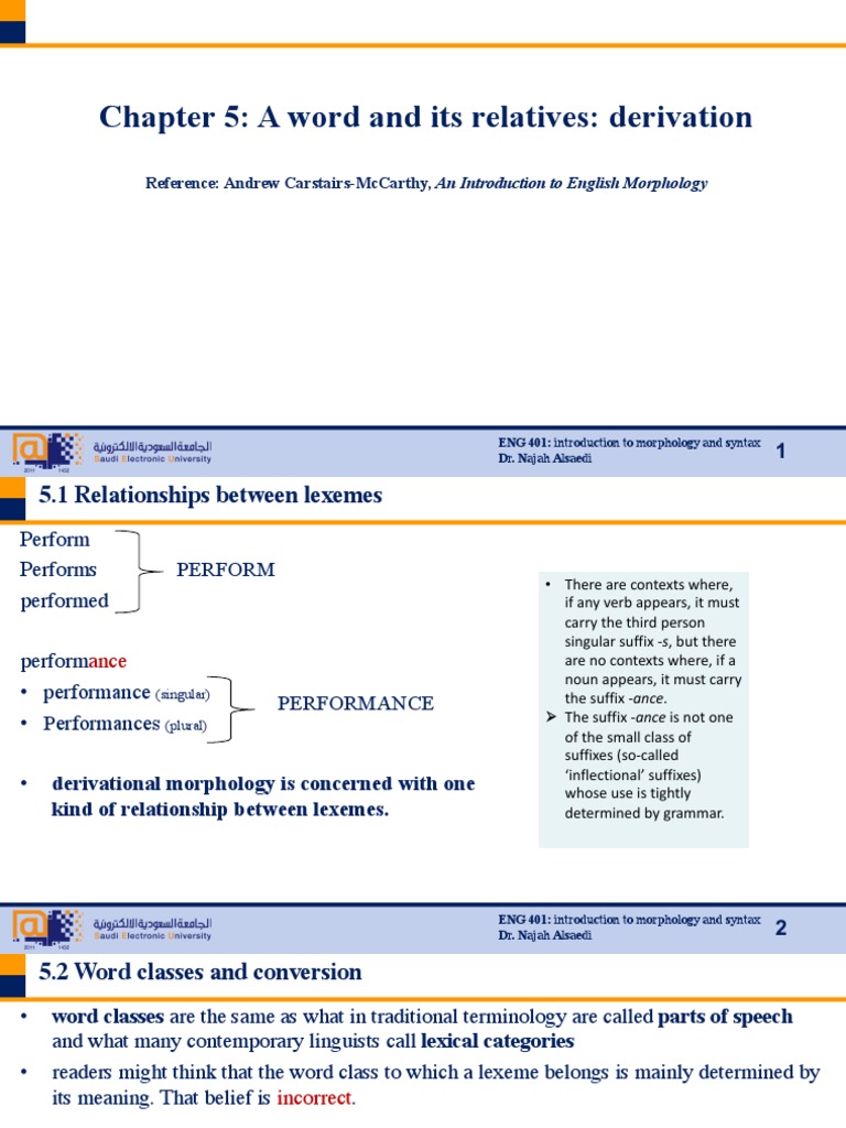 Chapter 5 - Morphology | PDF | Morphology (Linguistics) | Part Of Speech
