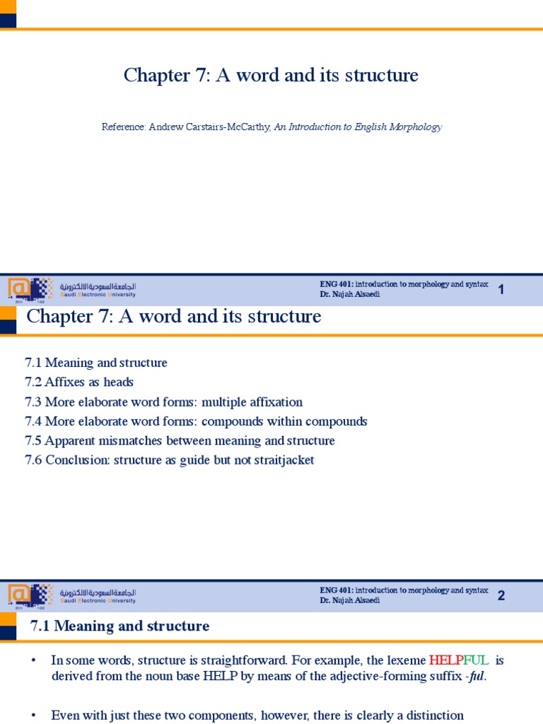 Chapter 7 Morphology Pdf Morphology Linguistics Word
