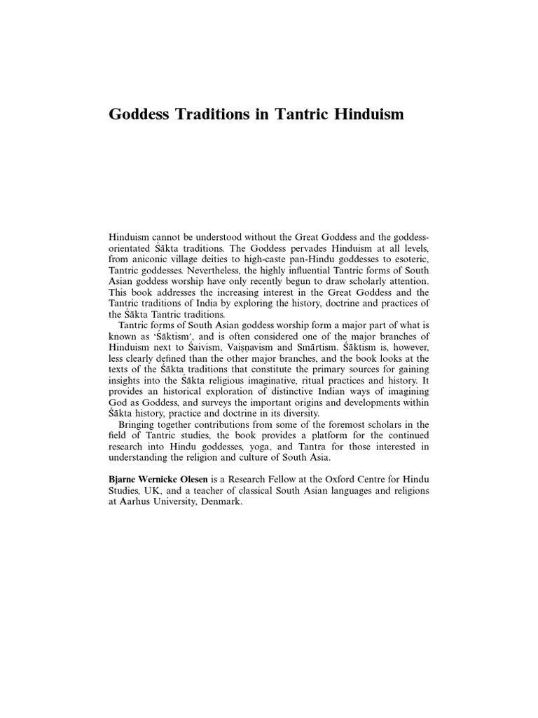 Goddess Traditions in Tantric Hinduism I | PDF | Tantra | Vajrayana