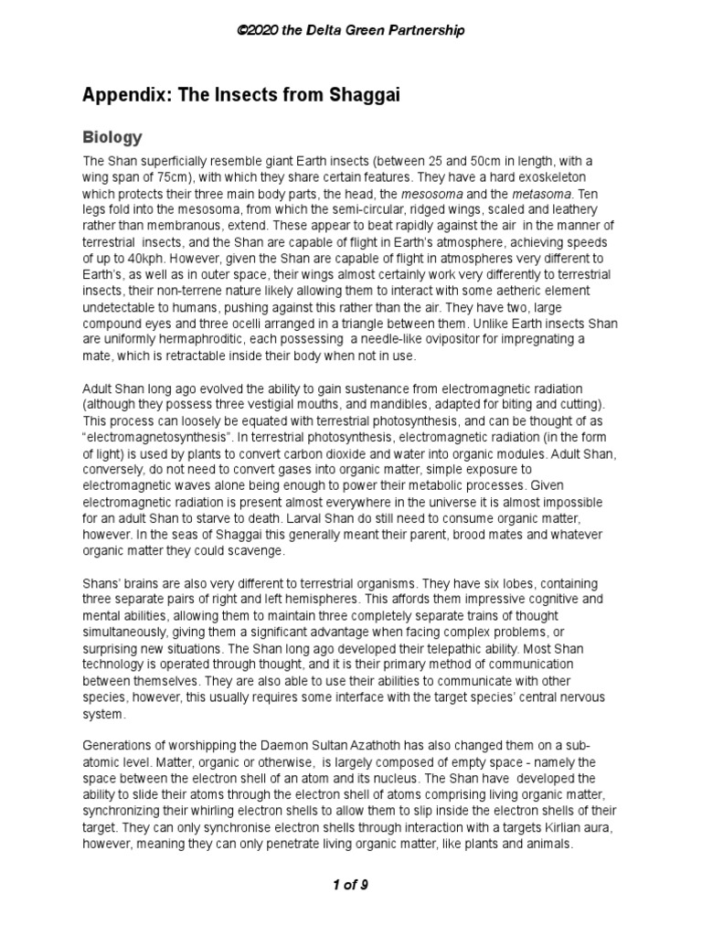 Appendix 1 - The Insects From Shaggai | PDF | Stars | Insects