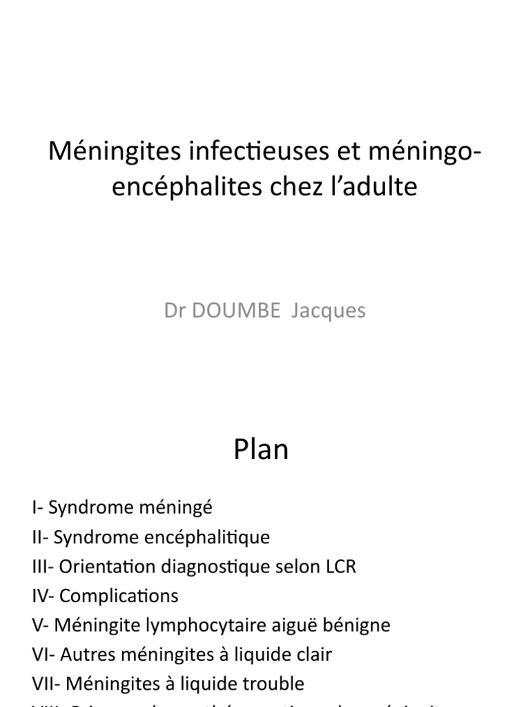 Méningites Infectieuses Et Méningo-Encéphalites CH | PDF | Méningite ...