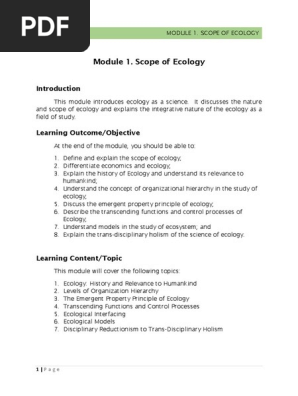 Lecture 1 Introduction To Ecologypdf Reductionism