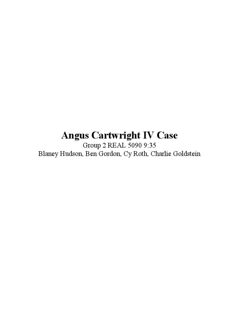 Angus Cartwright IV Case Writeup | PDF | Net Present Value | Internal Rate Of Return