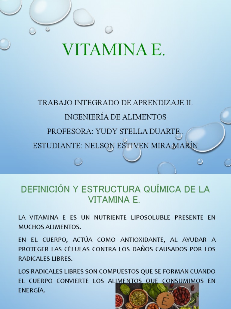 Expo - Tia 2. Vitamina E. | PDF | Vitamina e | Nutrición