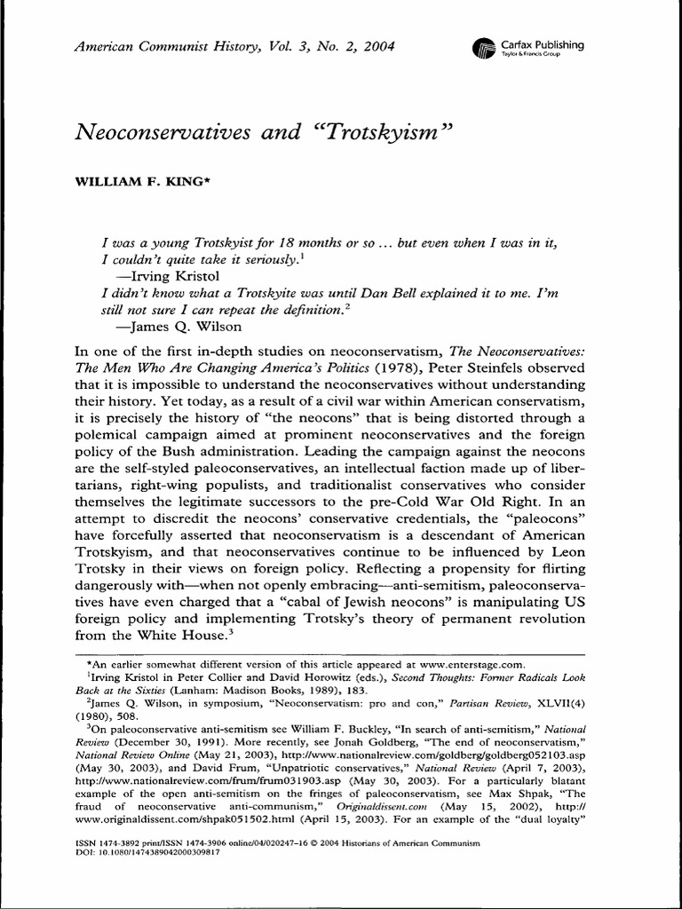 William F King - Neoconservatives and Trotskyism | PDF ...