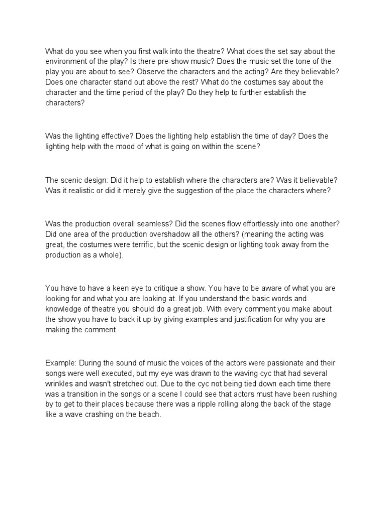 How To Critique A Theatre Play | PDF | Cognitive Science | Cognition