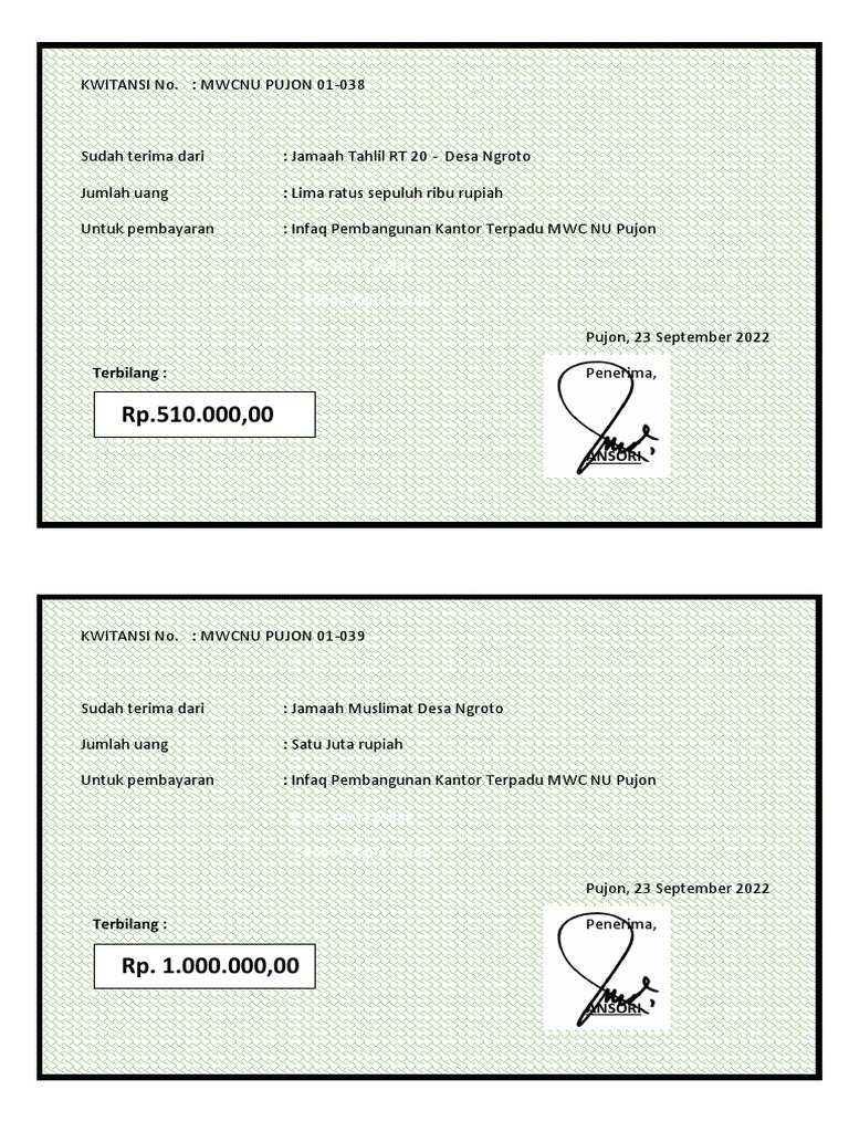 Kwitansi Infaq | PDF Kwitansi Infaq | PDF