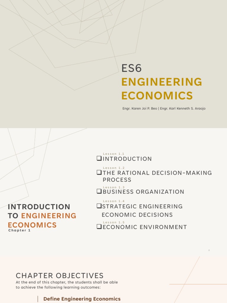 ES6 - Ch1 - Lesson 1.1 1.2 Introduction To Engineering Economy | PDF ...
