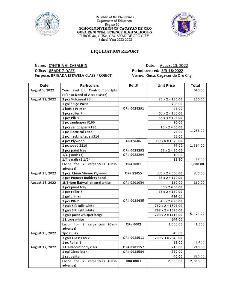 Liquidation-brigada-Project 1 (Ceiling and CR) | PDF