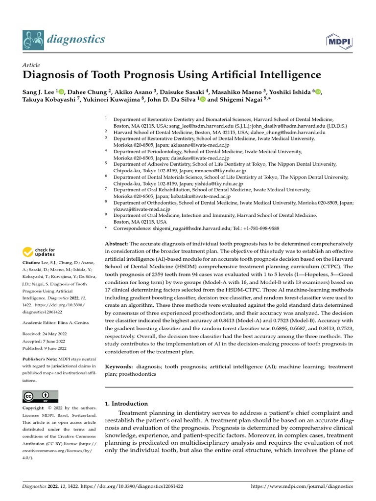 Diagnosis of Tooth Prognosis Using Artificial Intelligence | PDF ...