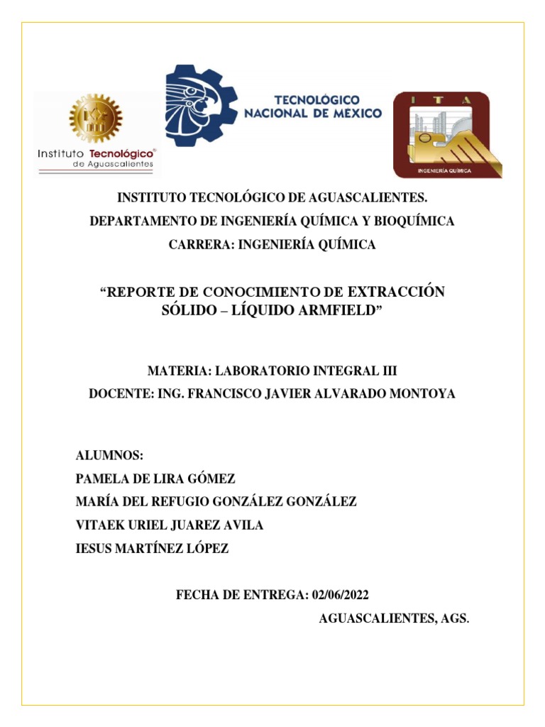 Equipo Extracción Sólido-Líquido | PDF | Química | Ciencias fisicas