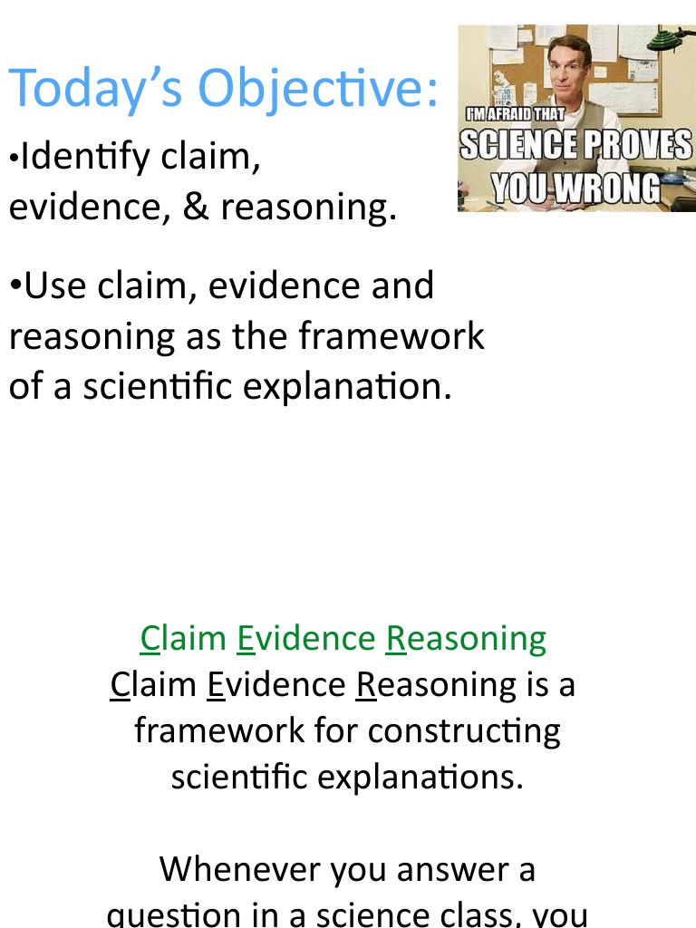 N.Claim Evidence and Reasoning | PDF | Evidence | Reason