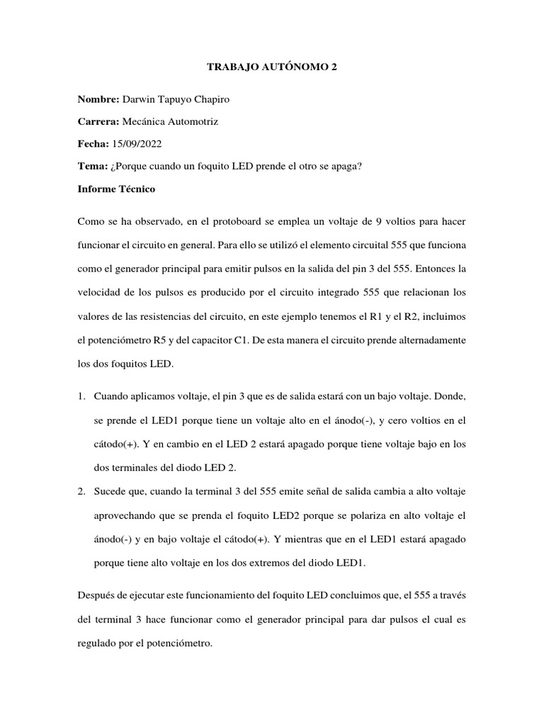 3-Porque Cuando Un Foquito LED Prende El Otro Se Apaga | PDF