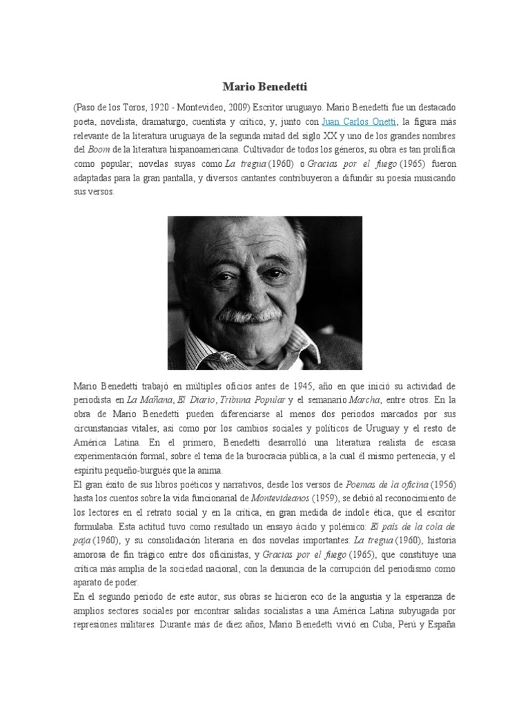 Biografía de Mario Benedetti | PDF