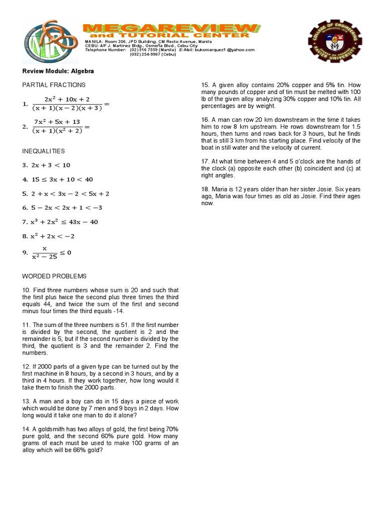 Review Module Algebra | PDF | Algebra | Mathematics