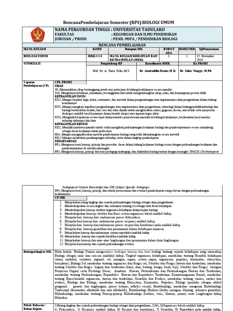 RPS Biologi Umum | PDF