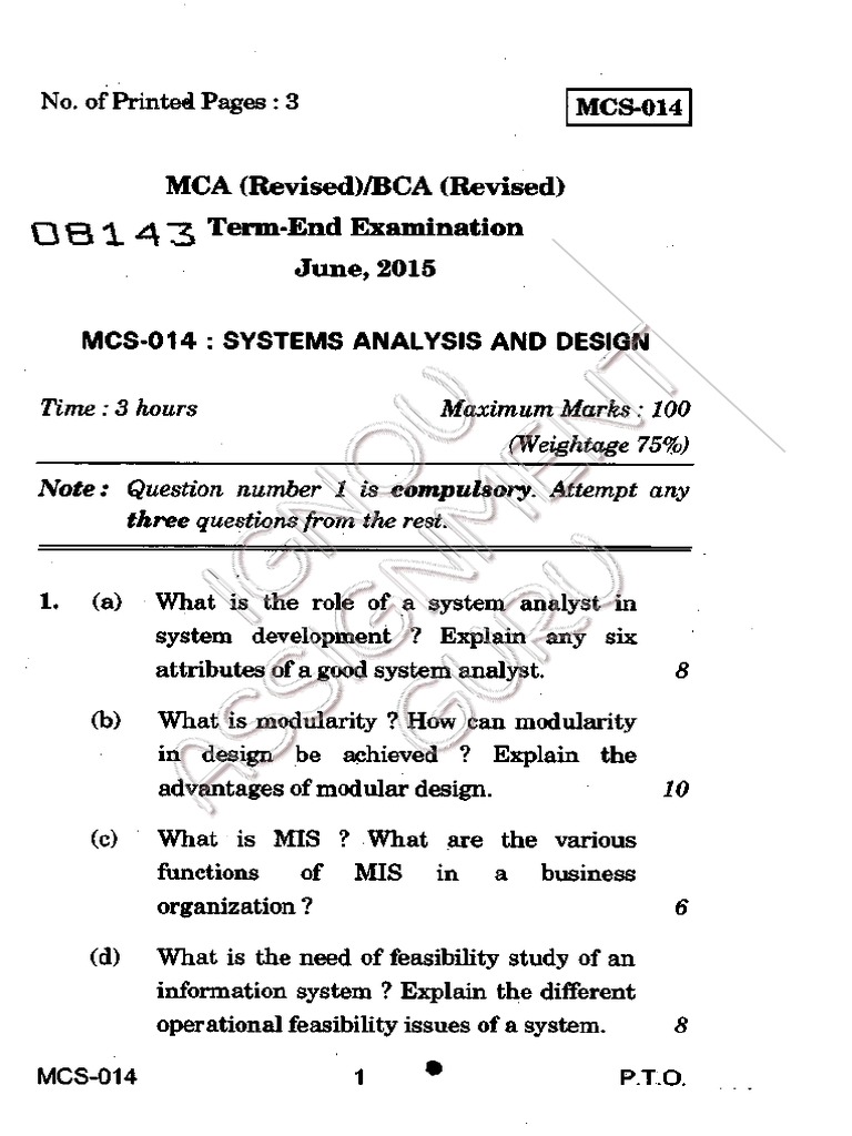 MCS-014 - Optimize-1 - Compressed | PDF | System | Information Technology