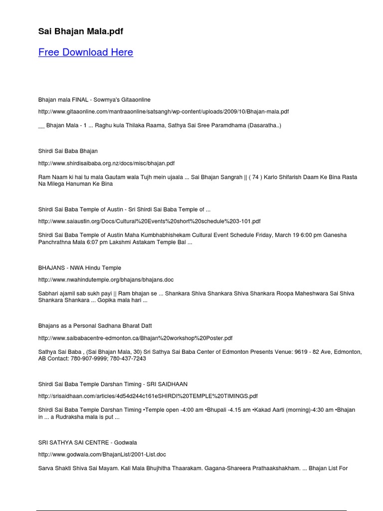 Dokumen - Tips - Sai Bhajan Mala Bhajan Sangrah Decent Book Named Shri Sainath Bhajana Mala ...