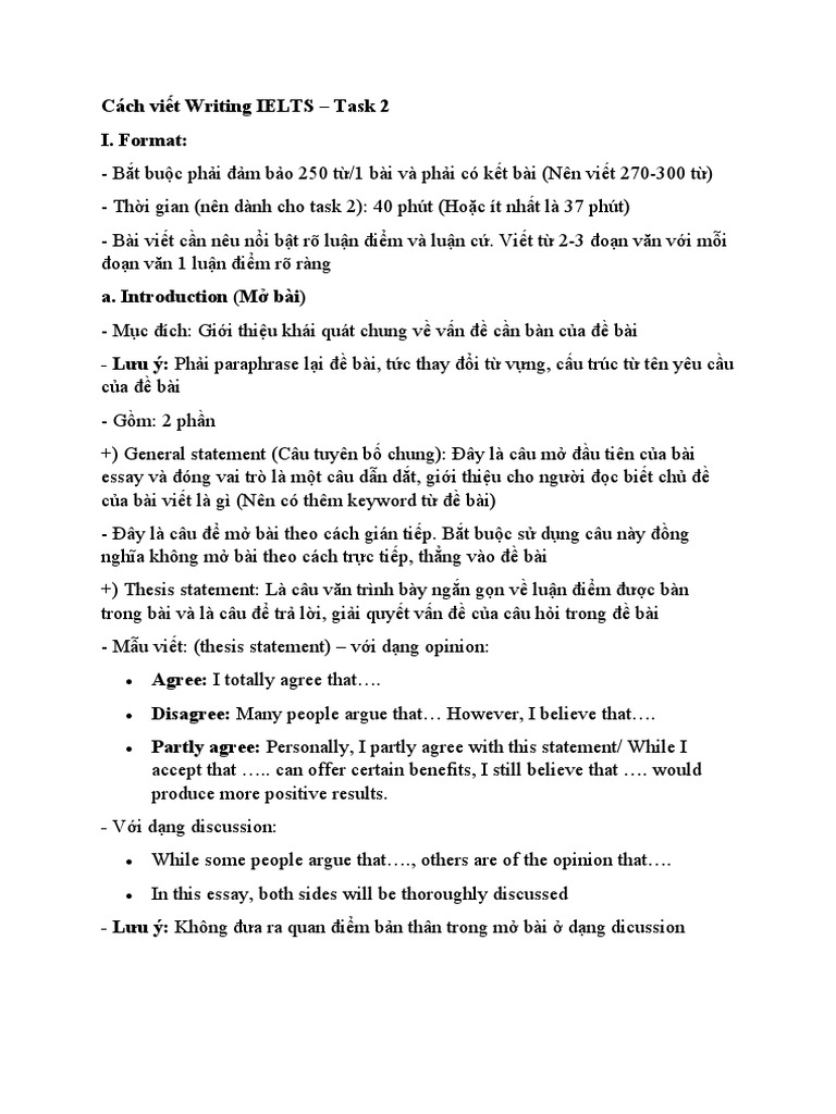 Cách Viết Writing IELTS - Task 2 | PDF