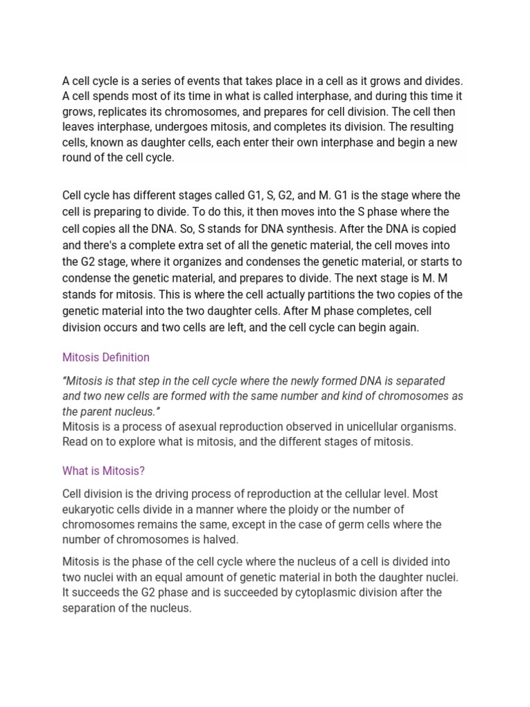 Cell Cycle | PDF | Meiosis | Mitosis