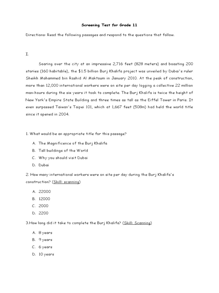 For Grade 11 - English Passage - Final | PDF | Art