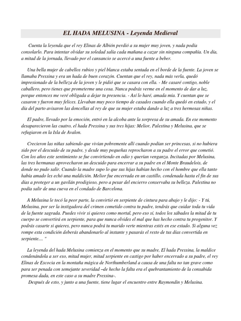 El Hada Melusina | PDF | Hadas | Folklore europeo