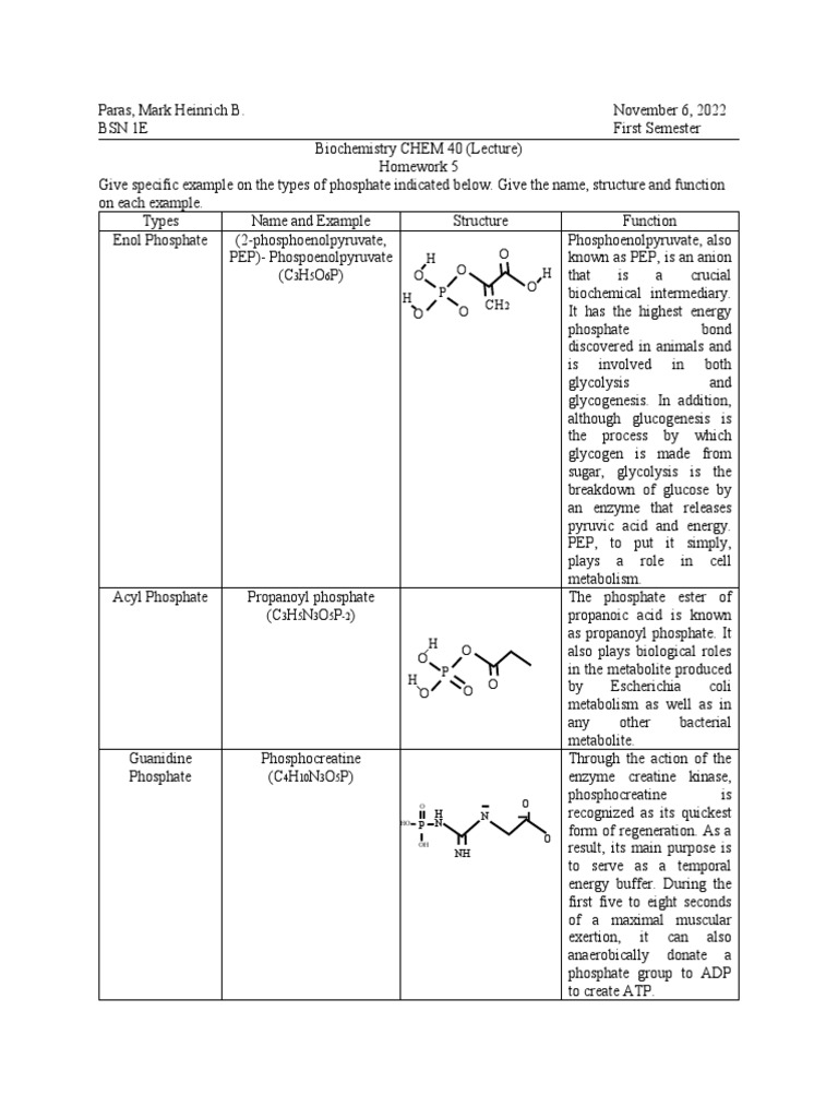 PARAS, Mark Heinrich B. - Homework 5 - Lecture Biochemistry CHEM 40 BSN ...