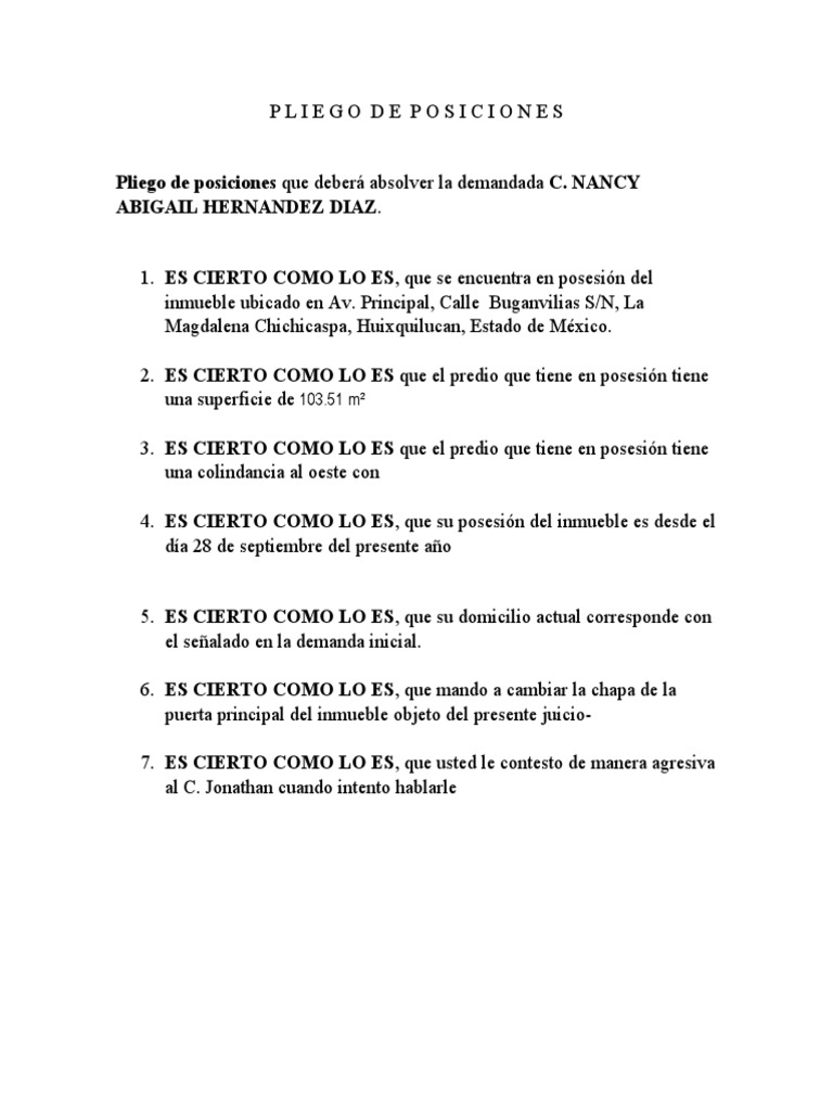 Pliego de Posiciones-Accion | PDF