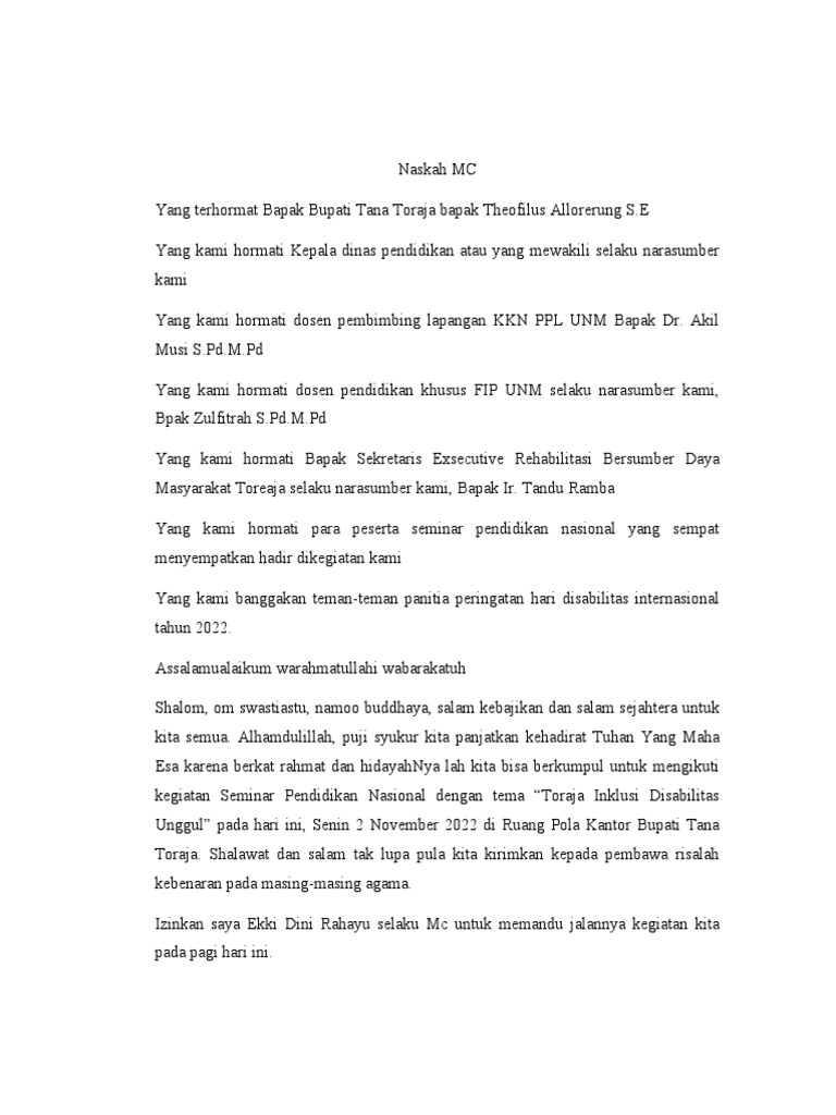 Naskah MC | PDF | Kajian Bahasa Asing